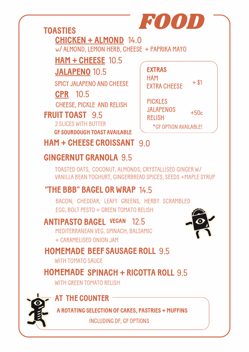 Cafe Menu – Bolt Coffee Roasters